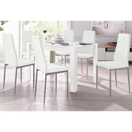 OTTO home Essgruppe &raquo;Tisch, Stuhl&laquo; Set, 5tlg. Set. Tisch 120 cm plus 4 St&uuml;hle, 5 Stk. tlg. Tisch 120 cm, 4 St&uuml;hle in Lederoptik wei&szlig; B/H/T: 120cm, 