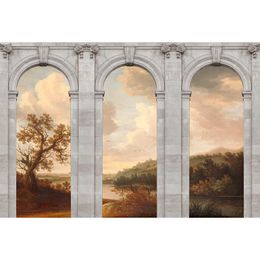Livingwalls living walls Fototapete &raquo;Walls by Patel Castello&laquo; glatt Vlies, Wand grau Vlies B/L: 4m x 2,7m