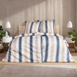 Estella Bettw&auml;sche &raquo;Nuno&laquo; 2 Gefertigt aus 100% Baumwolle. beige Satin (Bio-Baumwolle), Obermaterial: 100% Baumwolle B/L: 135cm x 200cm, 1 Stk., 1 Stk., Satin 