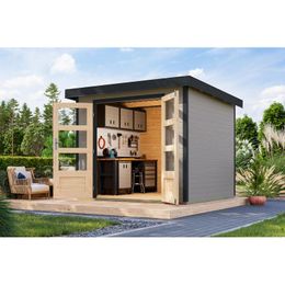Karibu Gartenhaus &raquo;Jupiterino 3, in verschiedenen Farben&laquo; grau Massivholz ohne Fu&szlig;boden, Blechdach