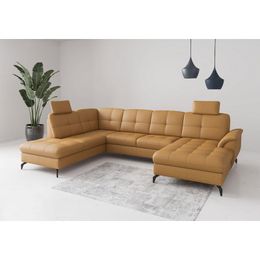 Sit & More sit&more Wohnlandschaft &raquo;Zora&laquo; B/H/T: 212cm, NaturLEDER Stoff,mega-Recamiere rechts,mit Bett,ohne Bettkasten