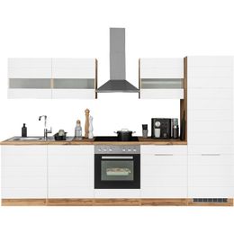 KOCHSTATION K&uuml;chenzeile &raquo;KS-Luhe&laquo; 300 cm breit, wahlweise mit oder ohne E-Ger&auml;ten, gefr&auml;ste MDF-Fronten wei&szlig; B/H/T: 300cm x 60cm, ohne E-Ger&auml;te