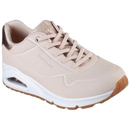 Skechers Damen Slip-On Sneaker &raquo;UNO SHIMMER AWAY&laquo; Slipper, Freizeitschuh, Plateausneaker mit modischem Keilabsatz beige 39
