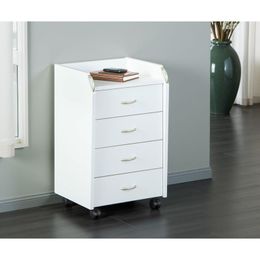 Inter Link Rollcontainer &raquo;Pronti 4 Schubladen, B&uuml;ro & Homeoffice Stauraum, B&uuml;rocontainer modern&laquo; auf Rollen, mobil & praktisch, BxTxH: 40 x 36 x 65 cm wei&szlig; 