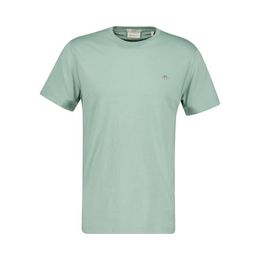 Gant Herren T-Shirt &raquo;SLIM SHIELD SS T-SHIRT&laquo; mit Logostickerei auf der Brust gr&uuml;n XXL