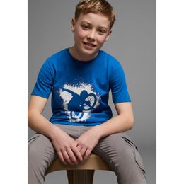 Kidsworld Jungen Kidsworld T-Shirt &raquo;Mit l&auml;ssigem Druck: BIKER&laquo; Kurzarm, bedruckt, Rundhalsausschnitt, aus Baumwolle blau 152/158