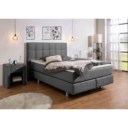 Home Affaire Boxspringbett &raquo;Loomis&laquo; inkl. Topper, wahlweise in H2, H3 oder H4 erh&auml;ltlich grau Microfaser 7-Zonen-Tonnentaschen-Federkernmatratze, 