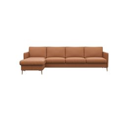 FLEXLUX Ecksofa &raquo;Fiore, super Sitzkomfort durch Kaltschaum im Sitz, L-Form&laquo; schmale Armlehnen, F&uuml;&szlig;e Alu+ Eiche braun 100% Echteder B/H/T: 280cm x 85cm