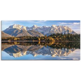 Artland Leinwandbild &raquo;Karwendelblick am Barmsee&laquo; Berge & Alpenbilder 1 Stk. tlg. auf Holzrahmen gespannt beige Leinwand B/H/T: 150cm x 75cm, Leinwandbild 