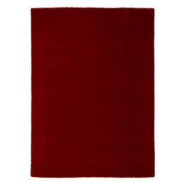 CarpetFine Wollteppich &raquo;Gabbeh Lola Uni&laquo; rechteckig 14 mm H&ouml;he mit nat&uuml;rlichem Pflanzenmaterial von Hand gewebt, auch in Rund rot Wolle B : 240cm 1 