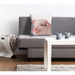 queence Dekokissen &raquo;Rebecca&laquo; Kissenh&uuml;lle,s&uuml;&szlig;es Schweinchen,Rosa,Niedlich,Tiermotiv,Lustig rosa Polyester B/L: 40cm x 40cm, 1 Stk.