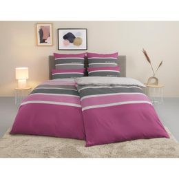 Tom Tailor HOME Bettw&auml;sche &raquo;Felix in Gr. 135x200 oder 155x220 cm&laquo; 3 mit GRATIS-Zugabe: G&auml;stehandtuch (100% Baumwolle), mit Rei&szlig;verschluss lila 