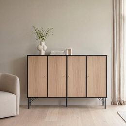 Sideboard &raquo;Mistral Kubus&laquo; mit vier T&uuml;ren und Metall F&uuml;&szlig;e, Breite: 136 cm schwarz Holzwerkstoff, Massivholz B/H/T: 136cm x 89cm x 32,5cm, 4 Stk.