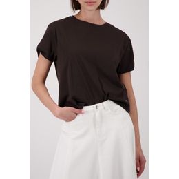 monari Damen T-Shirt "Shirt Basic Schmuckdetail", braun, Gr. 38, unifarben, Web, Obermaterial: 100% Baumwolle, Shirts, Regular fit mit Schmuckdetails