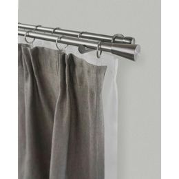 Garesa Gardinenstange &raquo;ROSA&laquo; &Oslash; 16 mm 2 l&auml;ufig-l&auml;ufig Wunschma&szlig;l&auml;nge Vorhanggarnitur, verl&auml;ngerbar, Wandmontage, Endknopf Stumpf, mit Ringe silber 