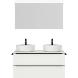Nobilia Badm&ouml;bel-Set &raquo;Alvene&laquo; vormontiert, mit Soft-Close, 2 Stk. tlg. wei&szlig; B/H/T: 120,3cmcm x 184,2cmcm x 48,5cmcm, Griffe schwarz
