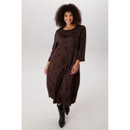 Aniston Plus Damen Aniston PLUS Jerseykleid mit denzenten Blumen bedruckt - NEUE KOLLEKTION braun 54, N-Gr