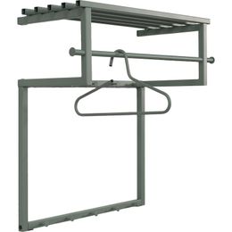 SPINDER DESIGN Garderobenleiste &raquo;RIZZOLI&laquo; Familiengarderobe aus Stahl mit 10 Haken, Hutablage und Kleiderstange gr&uuml;n Stahl B/H/T: 76cm x 76cm x 34cm