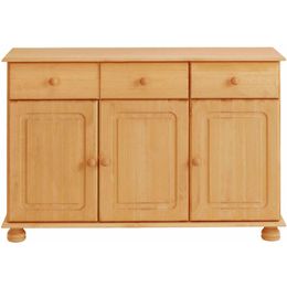 OTTO home Sideboard &raquo;Mette&laquo; Kommode mit gefr&auml;sten, kugelf&ouml;rmigen F&uuml;&szlig;en, Breite 120 cm beige Massivholz B/H/T: 120cm x 77cm x 34cm, 2 Stk., Kiefer, 3 