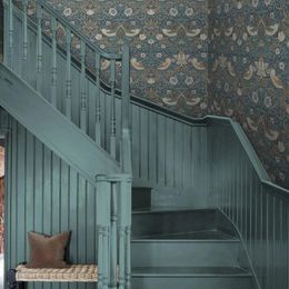 WILLIAM MORRIS AT HOME Vliestapete &raquo;Strawberry Thief&laquo; Motiv glatt Design Tapeten blau Vlies B/L: x 10m, Rollen: 1