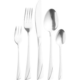 Mulex Besteck-Set &raquo;Alabama&laquo; k&uuml;hles Design, diagonal, leicht geschwungene Linien silber Edelstahl 18/0 30 Stk.