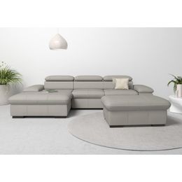 OTTO home Ecksofa &raquo;Alberto L-Form&laquo; mit Kopfteilverstellung, wahlweise mit Schlaffunktion grau Luxus-Microfaser Lederoptik (100% Polyester);Luxus-