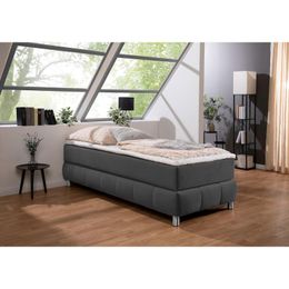 Home Affaire Boxspringbett &raquo;Salo&laquo; Ohne Kopfteil, inkl. Topper, auch in &Uuml;berl&auml;nge 220 cm grau Samtoptik, Liegefl&auml;che B/L: 90cm x 200cm, H2 + H2, 7-