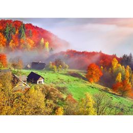 papermoon Fototapete &raquo;Autum Mountain Village&laquo; glatt bunt Vlies B/L: 3,5m x 2,6m, Bahnen: 7 Stk.