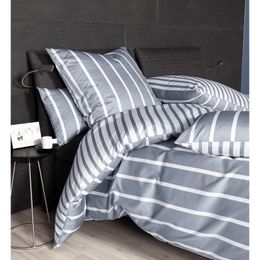 Janine Wendebettw&auml;sche &raquo;Interlock-Jersey59028 3&laquo; mit Reissverschluss grau Interlock-Jersey, Obermaterial: 100% Baumwolle B/L: 155cm x 200cm, 1 Stk., 1 Stk., 