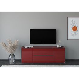 set one by Musterring Lowboard &raquo;Reno&laquo; 1 Stk. tlg. Mit Gleitern und in verschiedenen Farben erh&auml;ltlich rot Glas, Holzwerkstoff B/H/T: 182cm x 63cm x 