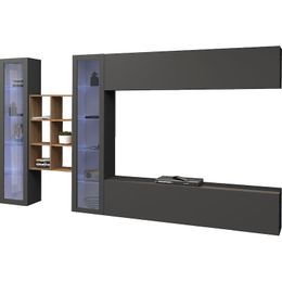 Home Affaire Wohnwand &raquo;Maruska&laquo; 1 Stk. tlg. grau Holzwerkstoff B/H/T: 320cmcm x 180cmcm x 30cmcm