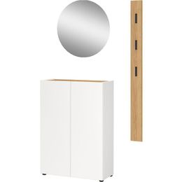 Germania Garderoben-Set &raquo;Alviano&laquo; 3 Stk. tlg. wei&szlig; Glas, Holzwerkstoff B/H/T: 104cmcm x 200cmcm x 33cmcm,mit Garderobenpaneel