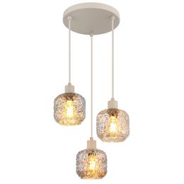Globo LIGHTING H&auml;ngeleuchte &raquo;ANTONIO&laquo; E27 1 Stk. Beige H&auml;ngeleuchte mit Rauchglas und verchromten Akzenten gold 3, &Oslash; 35cm H: 120cm, 1 Stk.