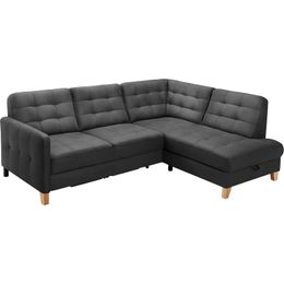 exxpo - sofa fashion Ecksofa &raquo;Elio, kompakt & bequem, zeitloses Design, Breite 228cm, L-Form&laquo; wahlweise mit Bettfunktion und Bettkasten schwarz B/H/T: