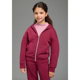 Kidsworld M&auml;dchen Kidsworld Kapuzensweatjacke &raquo;L&auml;ssige Sweatjacke mit kleinem Logo&laquo; Lockere Form 116/122