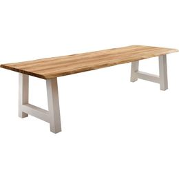 Home Affaire Esstisch &raquo;Tristan&laquo; massive Balkeneiche ge&ouml;lt mit Baumkante, in natur oder white wash beige B/H/T: 260cm x 77cm x 100cm