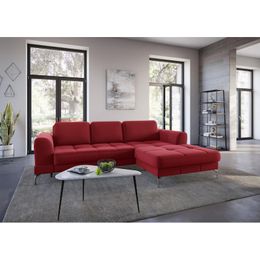 Sit & More sit&more Ecksofa &raquo;Bendigo L-Form&laquo; inklusive Sitztiefenverstellung, Bodenfreiheit 15 cm, 2 Fu&szlig;farben rot B/H/T: 284cm x 87cm x 175cm, Samtoptik,mega-