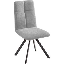massivline&more 4-Fu&szlig;stuhl &raquo;Kristin, Stuhl, Esszimmerstuhl, K&uuml;chenstuhl&laquo; () 2 Stk.Gestell Metall schwarz grau Polyester B/H/T: 47cm x 92cm x 60cm, 2 