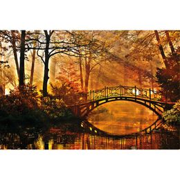 papermoon Fototapete &raquo;Misty Park Bridge&laquo; glatt bunt Vlies B/L: 2,5m x 1,86m, Bahnen: 5 Stk.