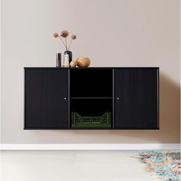 Sideboard &raquo;Mistral, Hochwertig Schrank, h&auml;ngend/stehend montierbar&laquo; mit zwei T&uuml;ren, B: 133 cm, anpassungsbar Designm&ouml;bel schwarz B/H/T: 133cm x 61cm x