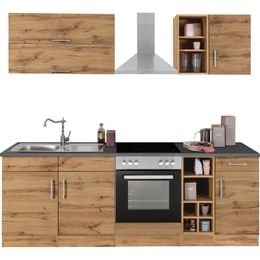 KOCHSTATION K&uuml;chenzeile &raquo;KS-Colmar&laquo; ohne E-Ger&auml;te, Breite 240 cm braun B/H/T: 240cm x 60cm
