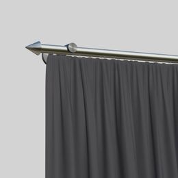 Indeko Gardinenstange &raquo;Palma&laquo; 1 l&auml;ufig-l&auml;ufig Wunschma&szlig;l&auml;nge Komplett-Set inkl. Ringen und Montagematerial silber Aluminium B/L: 120cm, 1 Stk., 1 