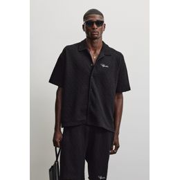 Pegador Herren Kurzarmhemd "JOVREN STRUCTURED SHIRT", schwarz, Gr. M, bedruckt, unifarben, Web, Obermaterial: 57% Polyester, 38% Baumwolle, 5%