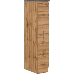 KOCHSTATION Apothekerschrank &raquo;KS-Colmar&laquo; 30 cm breit, 165 cm hoch, mit 3 Ablagen, mit Metallgriff braun Holzwerkstoff wotaneiche, B/H/T: 30cm x 165cm 