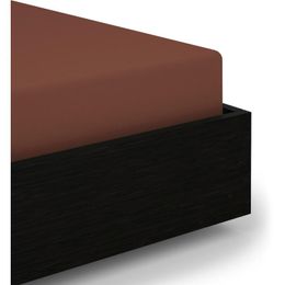 Spannbettlaken &raquo;Elementi&laquo; Laken aus 100% Baumwolle, hochwertiges Mako-Satin, Betttuch ab 90x200 braun Mako-Satin, Obermaterial: 100% Baumwolle B/L: 