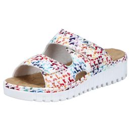 Rieker Damen Pantolette Sommerschuh, Schlappen, Hausschuh mit modischer Plateausohle bunt 42