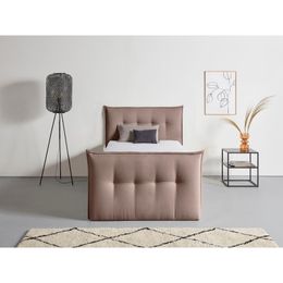 Home Affaire Boxbett &raquo;Kederleicht&laquo; inklusive Fu&szlig;teil, Bettkasten & Topper, in 4 Breiten und 2 H&auml;rtegraden grau Struktur, Liegefl&auml;che B/L: 120cm x 