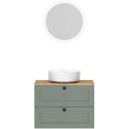 Nobilia Badm&ouml;bel-Set &raquo;Cascada&laquo; Set, inkl. Aufsatzwaschbecken und beleuchtetem Spiegel mit Touch-Sensor, 2 Stk. tlg. B/H/T: 80cmcm x 172cmcm x 48,2cmcm