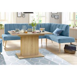 exxpo - sofa fashion Eckbank &raquo;Costa, moderne R&uuml;ckensteppung, bequem und elegant, hoher Holzfu&szlig;&laquo; hochwertig verarbeitet, Frei im Raum stellbar blau 