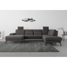 Sit & More sit&more Wohnlandschaft &raquo;Cinturo U-Form&laquo; inklusive Sitztiefenverstellung und Federkern, Sitzh&ouml;he 48 cm grau B/H/T: 345cm x 91cm x 226cm, Luxus-